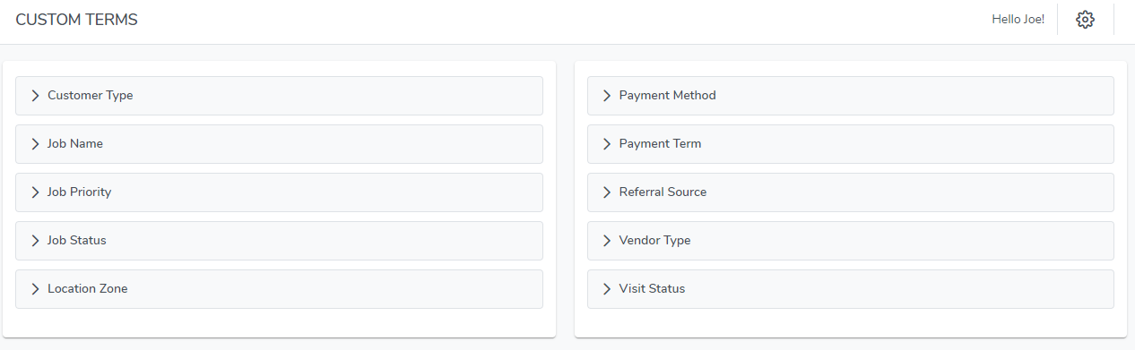 Custom Terms - Bella FSM Help Center